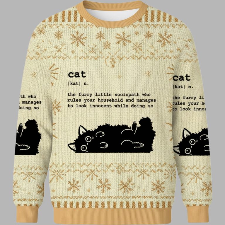 Definition Of Cat Funny Christmas Ugly Sweater - gullprint.com
