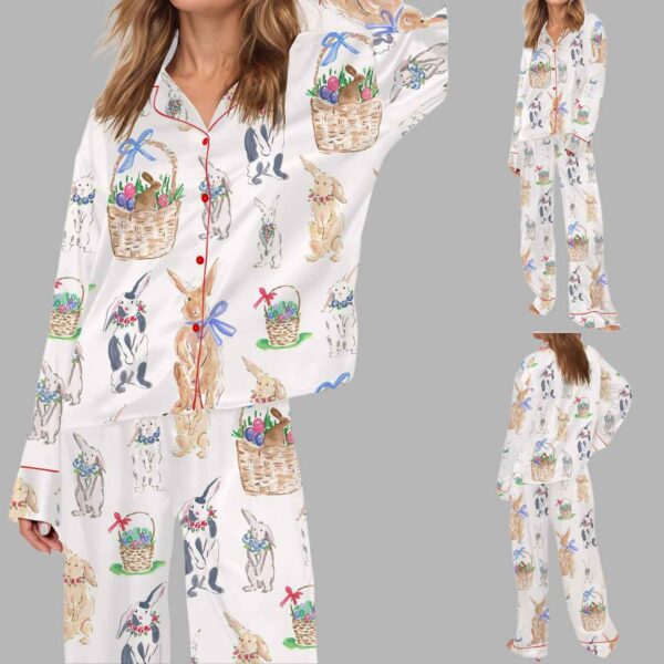 Easter Bunnies Silky Satin Pajama Set - gullprint.com